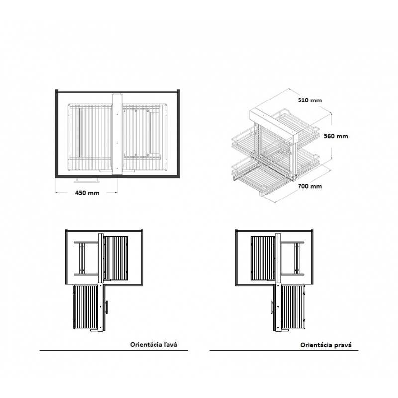 Rohový systém drátěný MAGENTO / Lesklý chrom